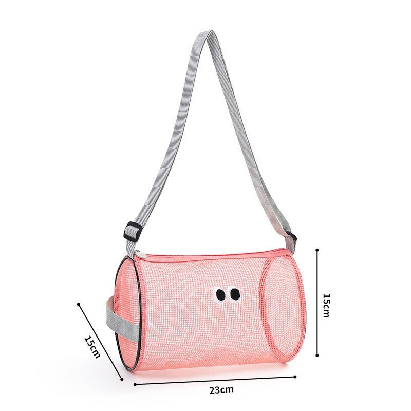 Ventilated Mesh Crossbody Bag with Embroidered Eyes – Swim & Gym Organizer